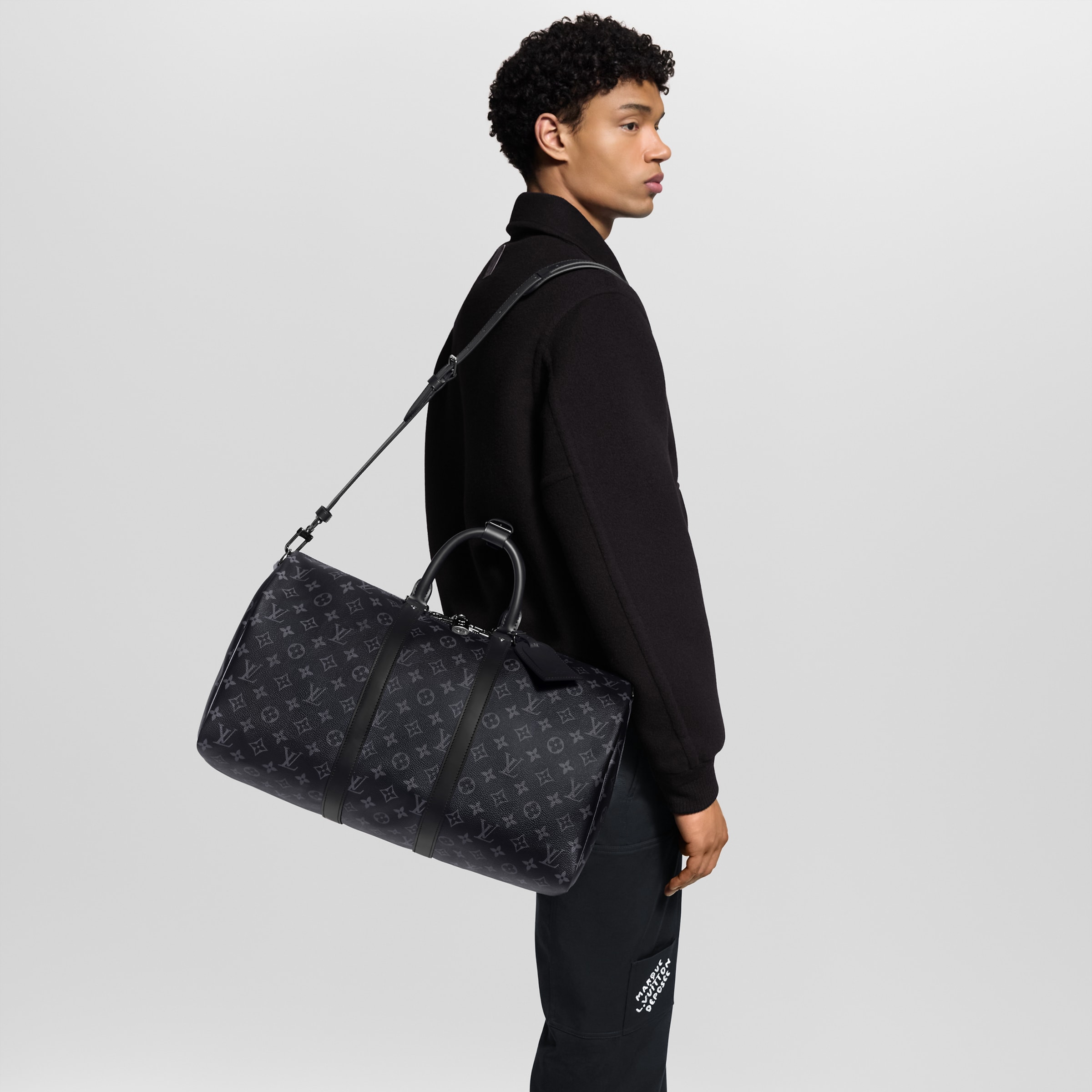 Keepall Bandoulière 45 Monogram Eclipse - Personalisation Leather Goods ...